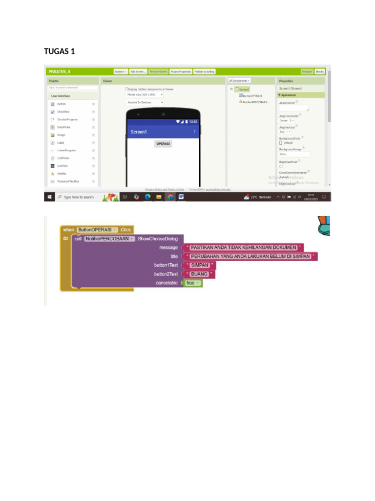Tugas Mit App Inventor Praktek | PDF