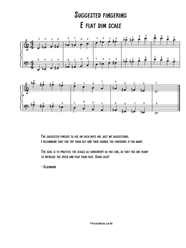 Dim Scales With Fingering - Eb Dim Scale | PDF