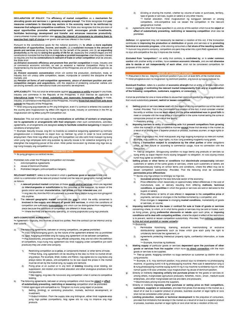 RFBT 12 Philippine Competition Act | PDF | Mergers And Acquisitions | Market (Economics)