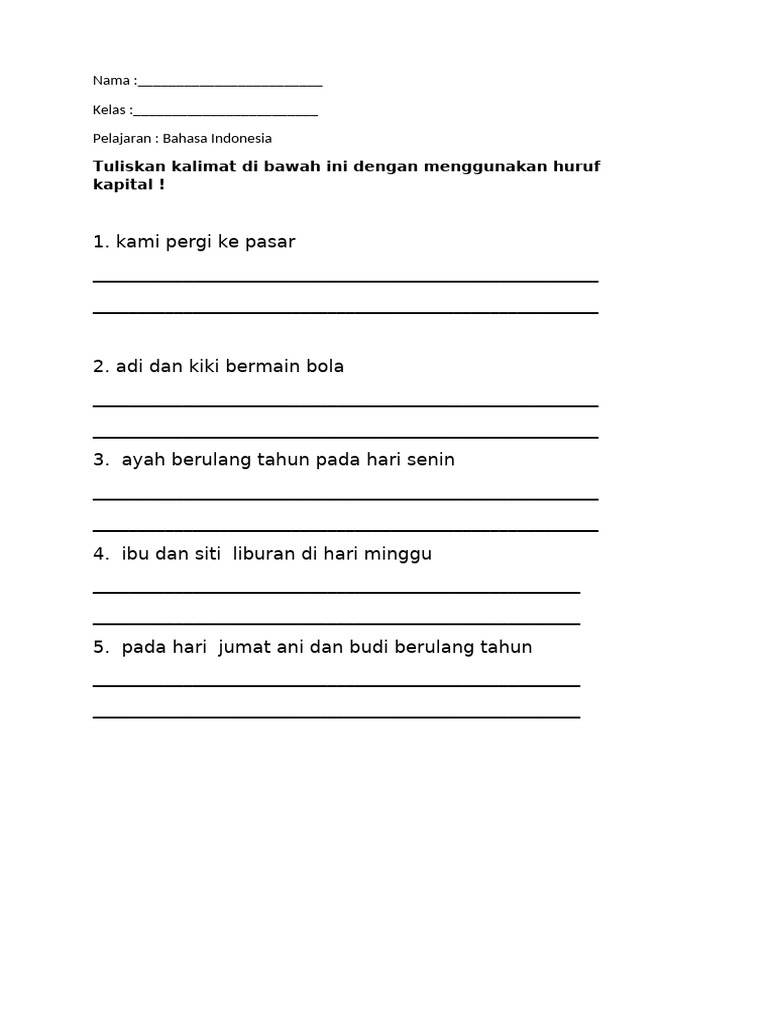 Huruf Kapital Dan Tanda Baca Titik | PDF