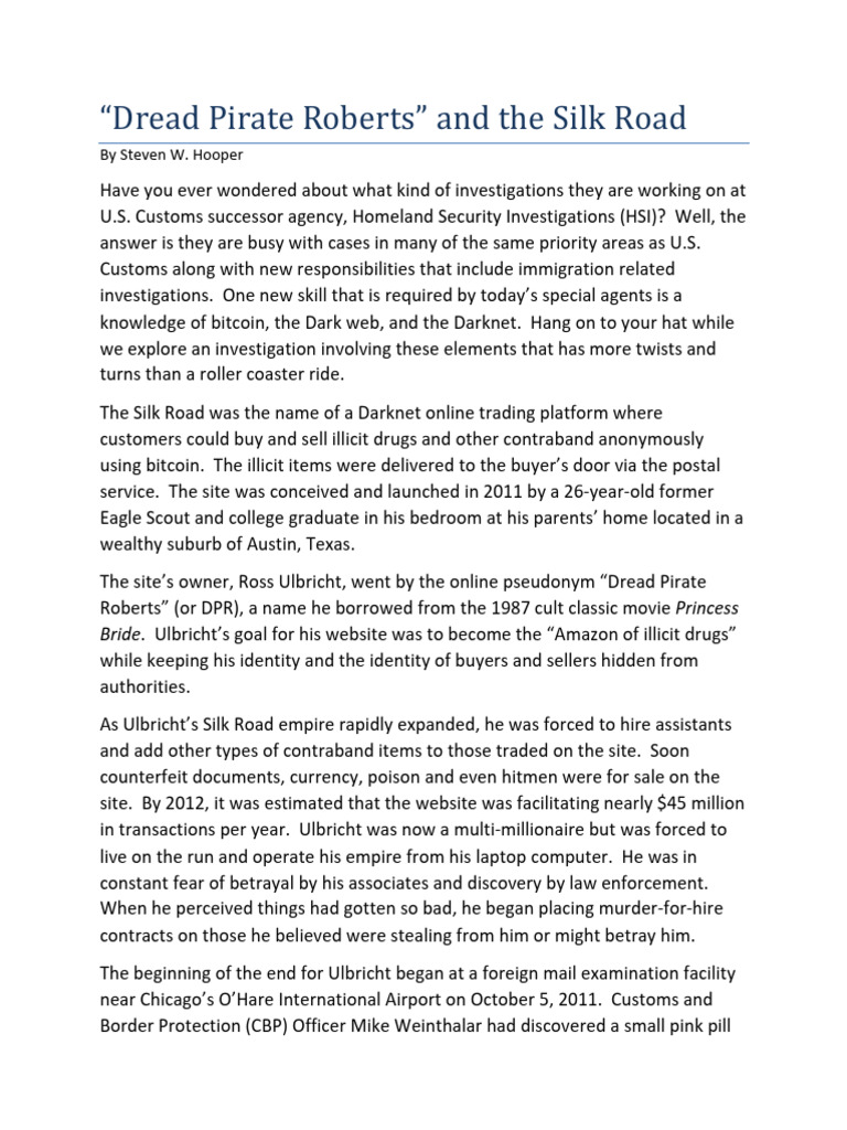 Dread Pirate Roberts: Silk Road Investigation | PDF