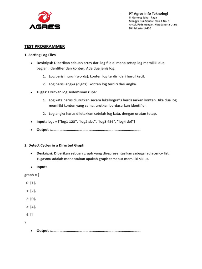 Soal Pemrograman untuk Tes Programmer | PDF
