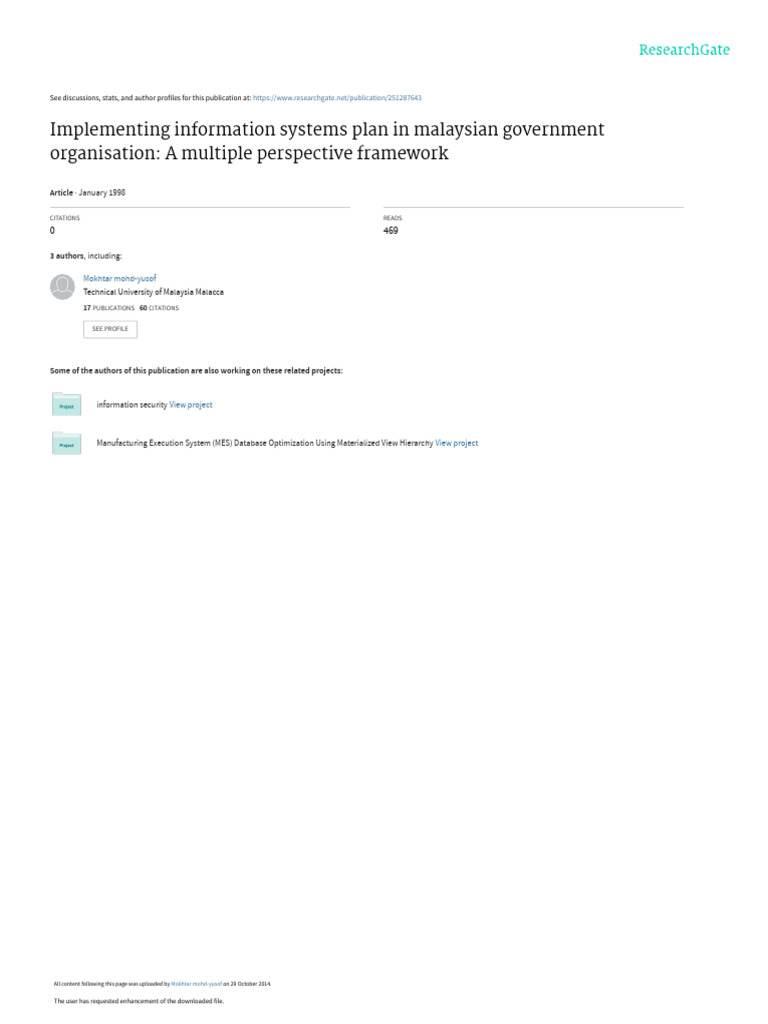 Malaysian Government ISP Implementation Framework | PDF | Methodology ...