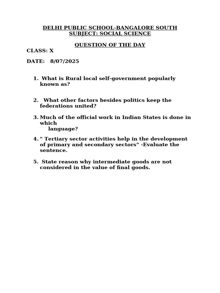 SST Question of The Day | PDF