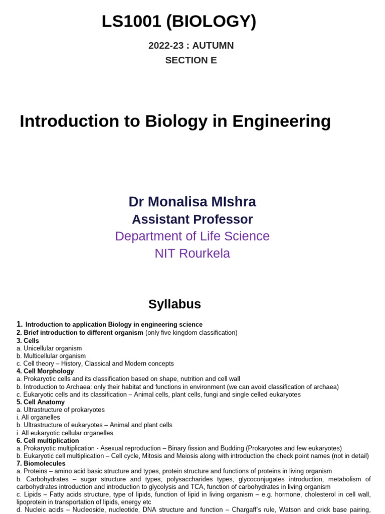 Biology Applications in Engineering | PDF | Cell (Biology) | Eukaryotes