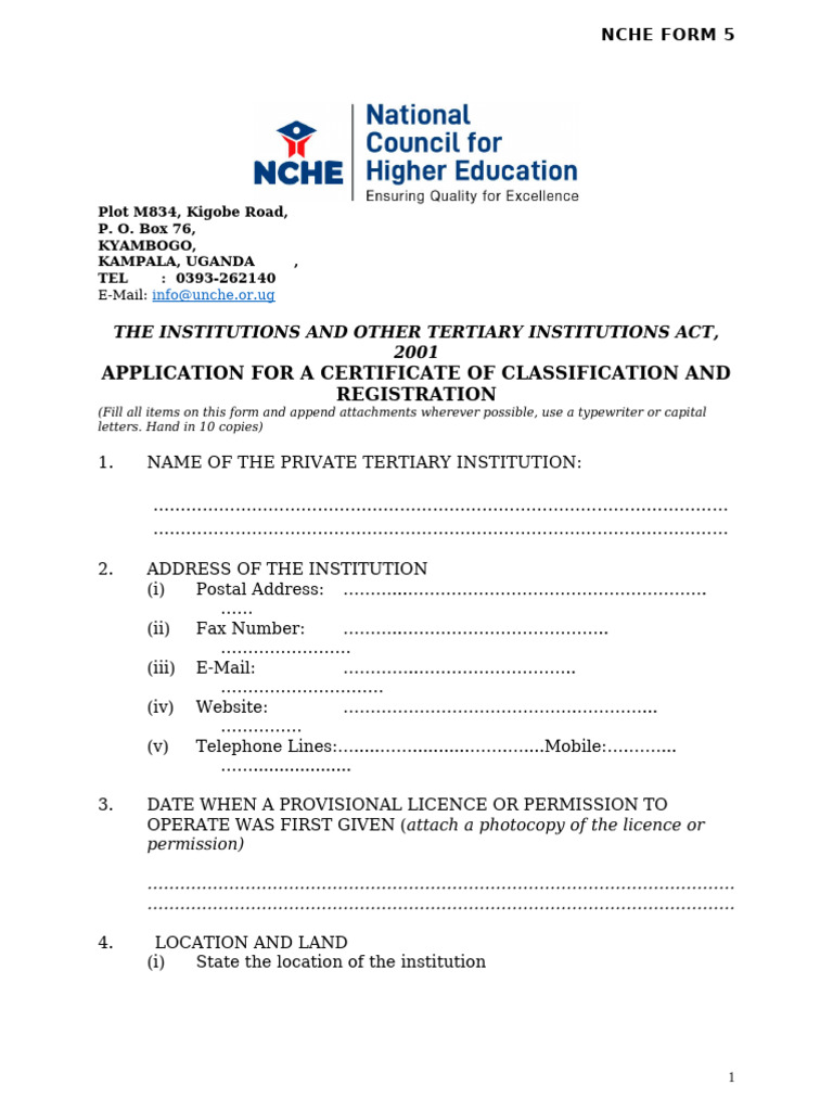 Tertiary Institution Registration Application | PDF | Libraries