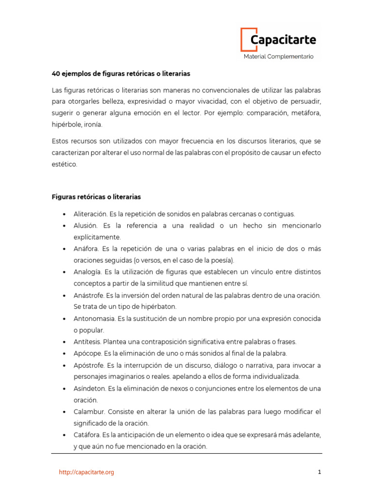 40 Figuras Retóricas Explicadas | PDF | Palabra | Mecánica del lenguaje