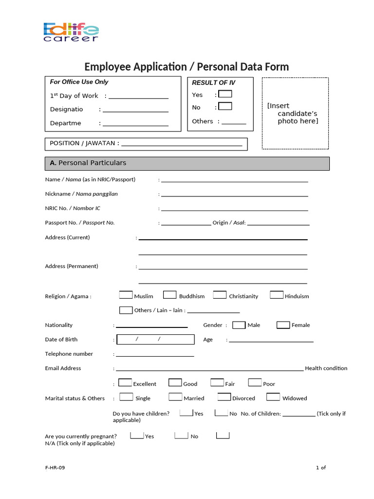 2025 Job Application Form | PDF | Payroll