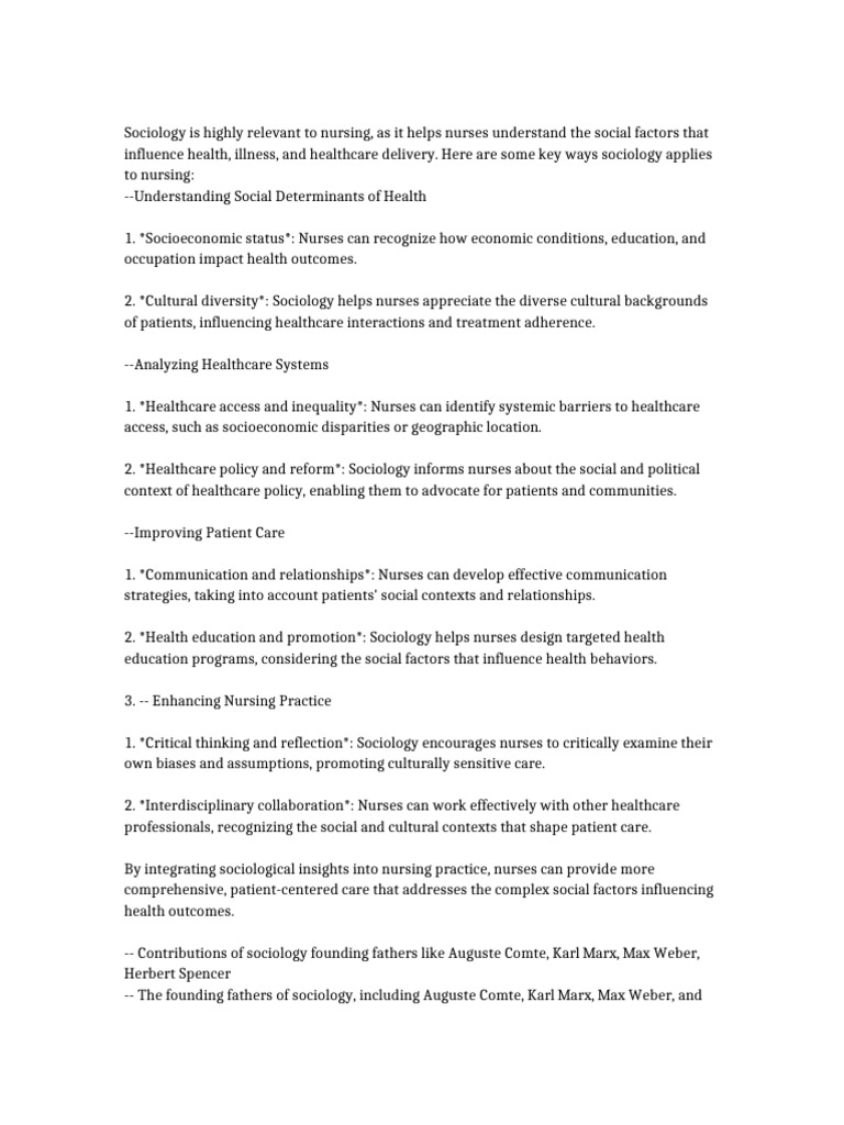 Sociology's Role in Nursing Practice | PDF | Sociology | Émile Durkheim