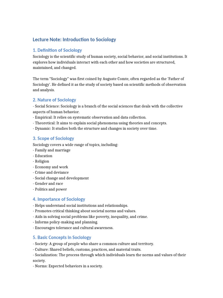 Introduction to Sociology Overview | PDF | Sociology | Social Sciences