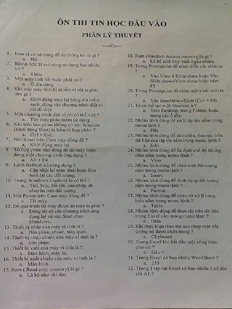 Tin Hoc Dau Vao | PDF