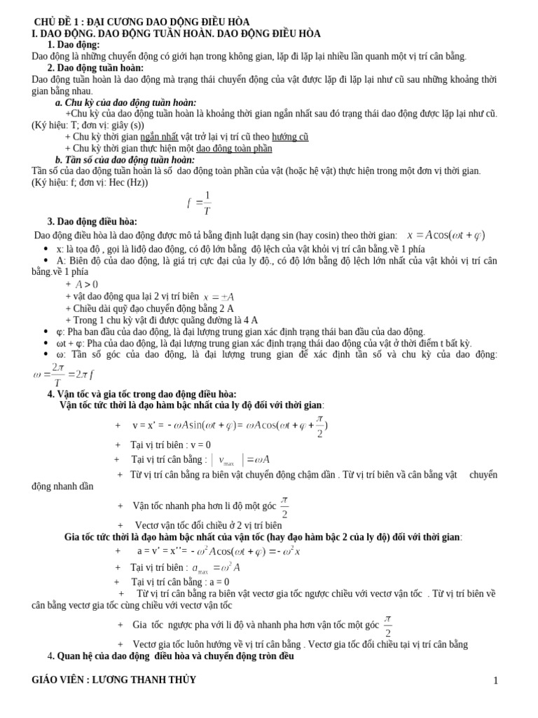 Ly Thuyet Chuong Dao Dong Dieu Hoa | PDF