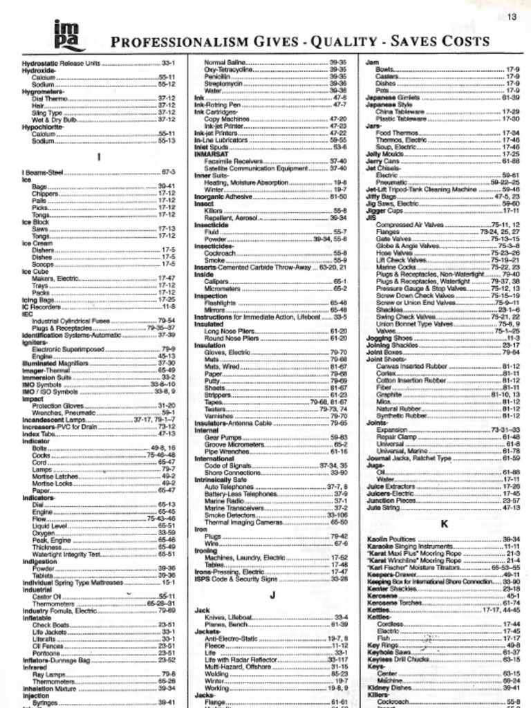 IMPA Marine Stores Guide 7th Edition 2018 19 | PDF | Valve | Mechanical ...