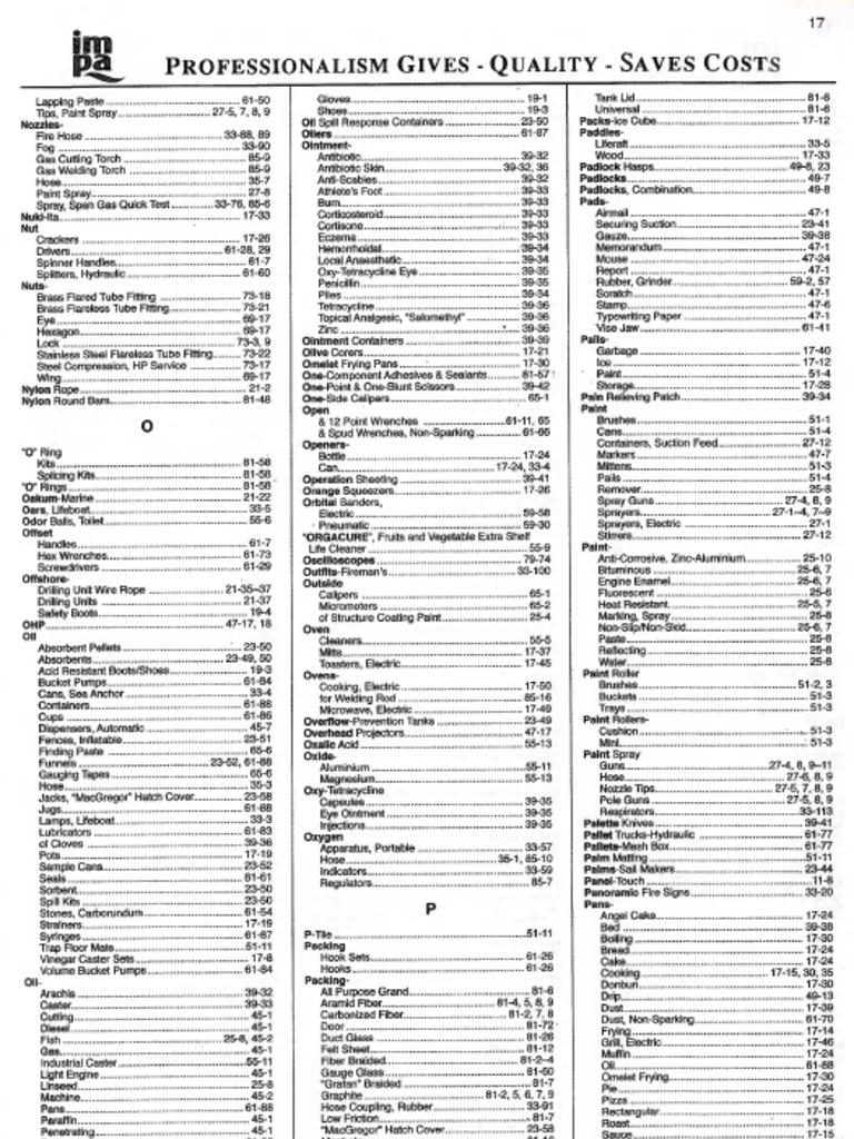 IMPA Marine Stores Guide 7th Edition 2018 23 | PDF