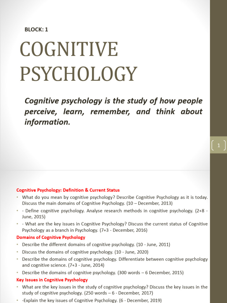 Cognitive Psychology - Crash - Combined | PDF | Long Term Potentiation ...