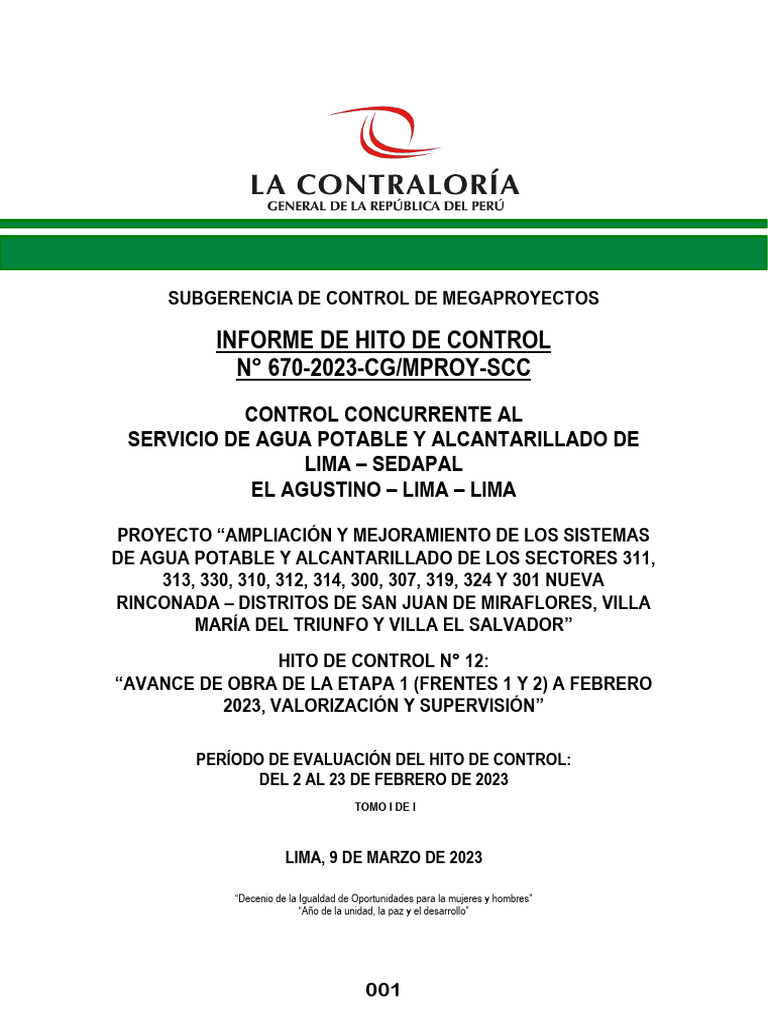 Informe 12 (Informe de Hito de Control #12) | PDF | Túnel | Lima