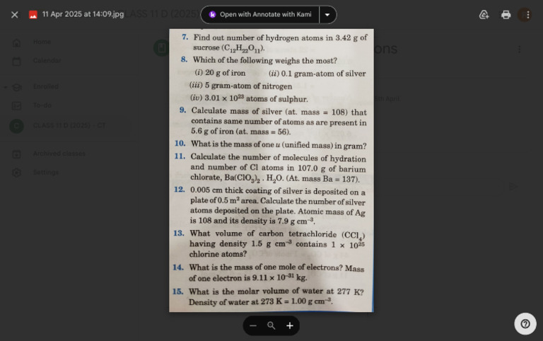 Mole Concept Practice Questions | PDF