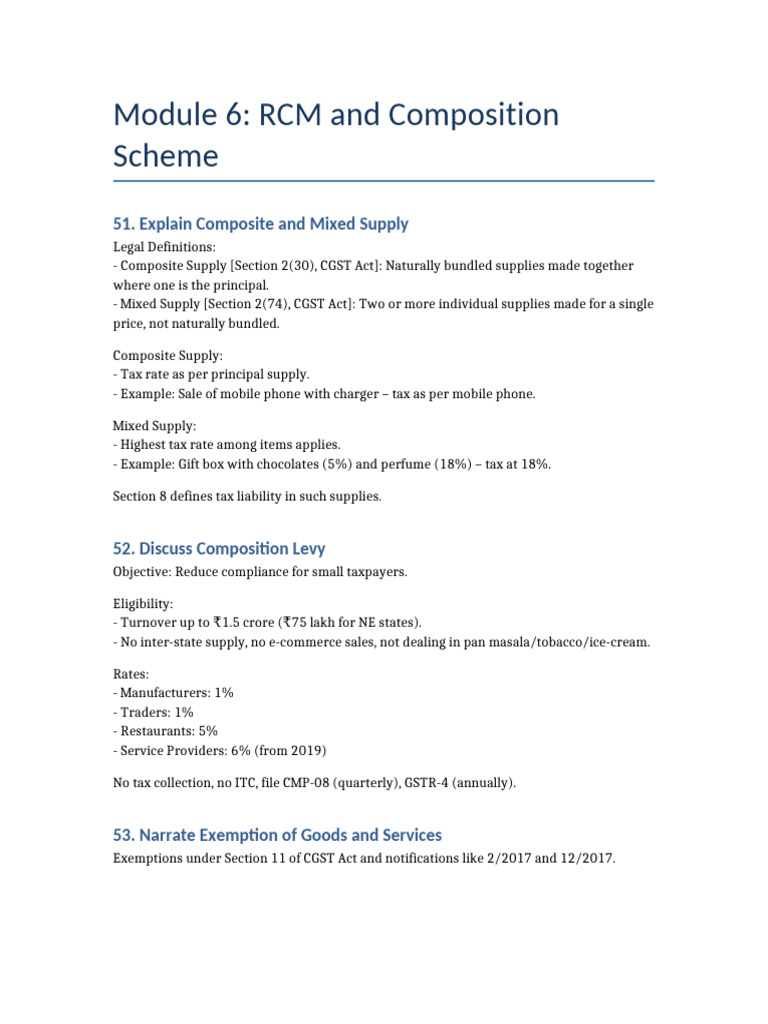 RCM and Composition Scheme Overview | PDF | Taxes | Payments