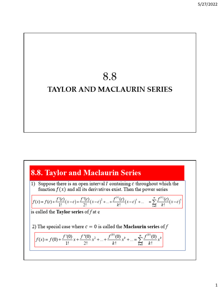 Taylor and Maclaurin Series - 2022 - Slides | PDF | Functional Analysis ...