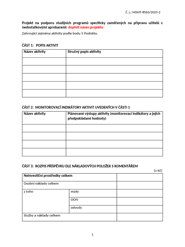 Formular Projektu | PDF