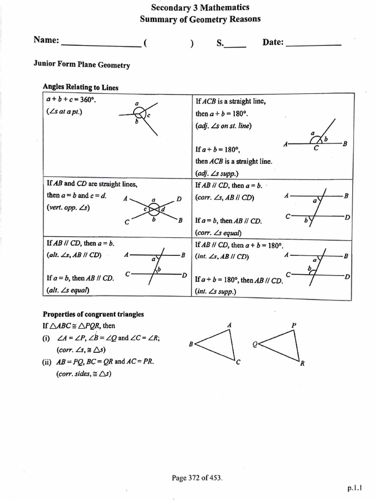 Geometry Reasoning for Secondary 3 | PDF | Classical Geometry ...