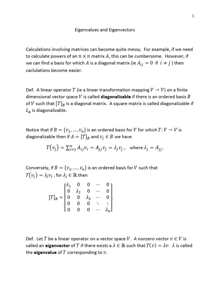 Linear Algebra Eigenvalues and Eigenvectors 2 | PDF | Eigenvalues And Eigenvectors | Matrix ...