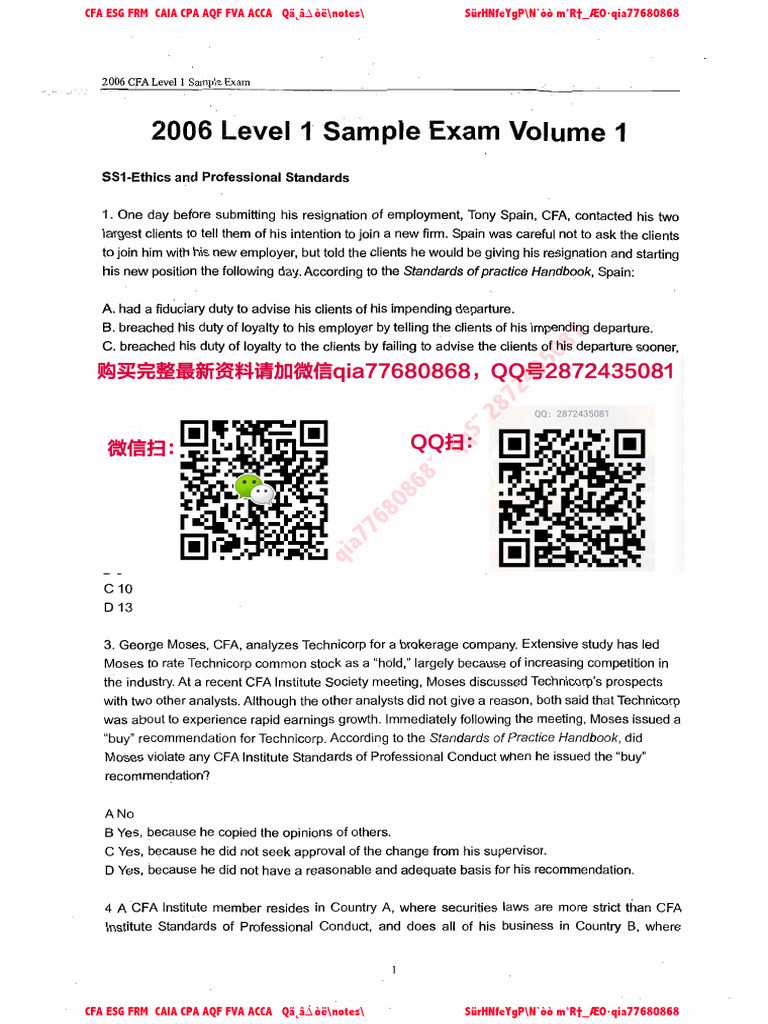 2006 L1 Sample Exam V1 | PDF