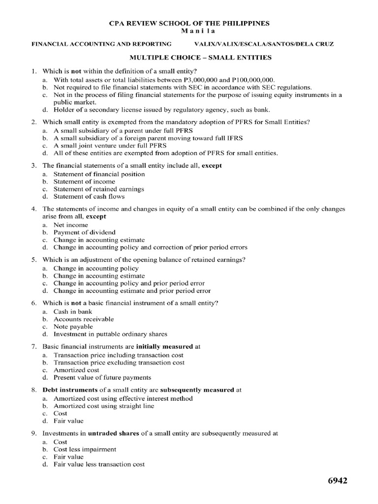6942 - Multiple Choice - Small Entities | PDF