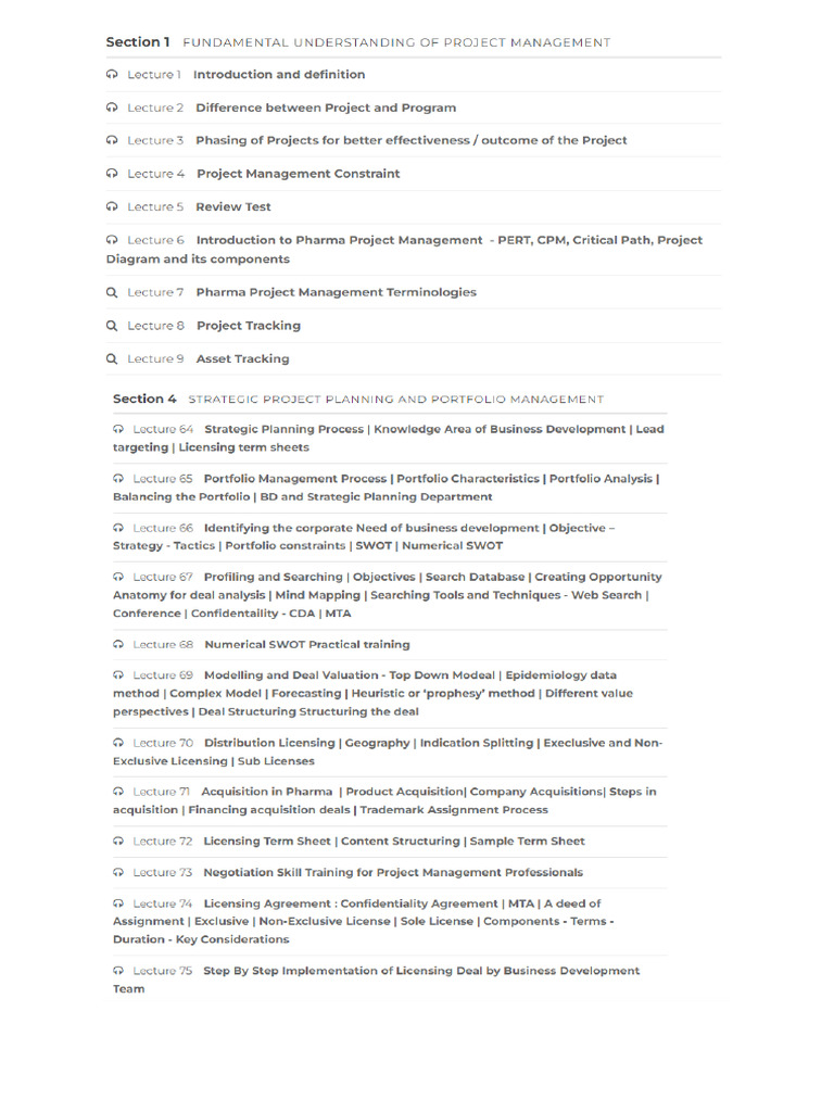 Project Management Course Content | PDF