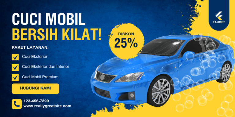 Biru Dan Kuning Modern Jasa Cuci Mobil Spanduk | PDF