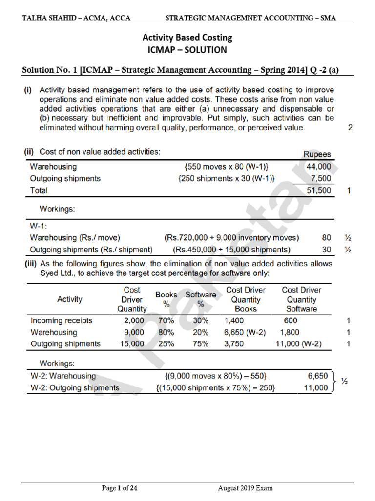 Activity Based Costing Solutions Guide | PDF | Management Accounting ...