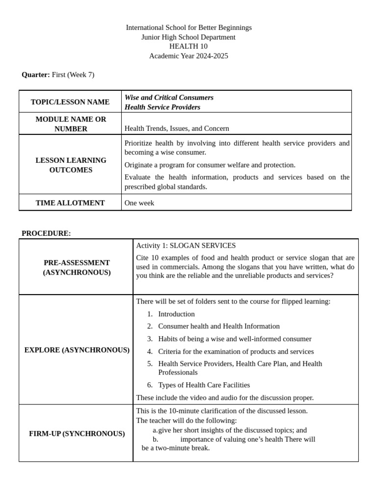 Health Consumer Education Module | PDF