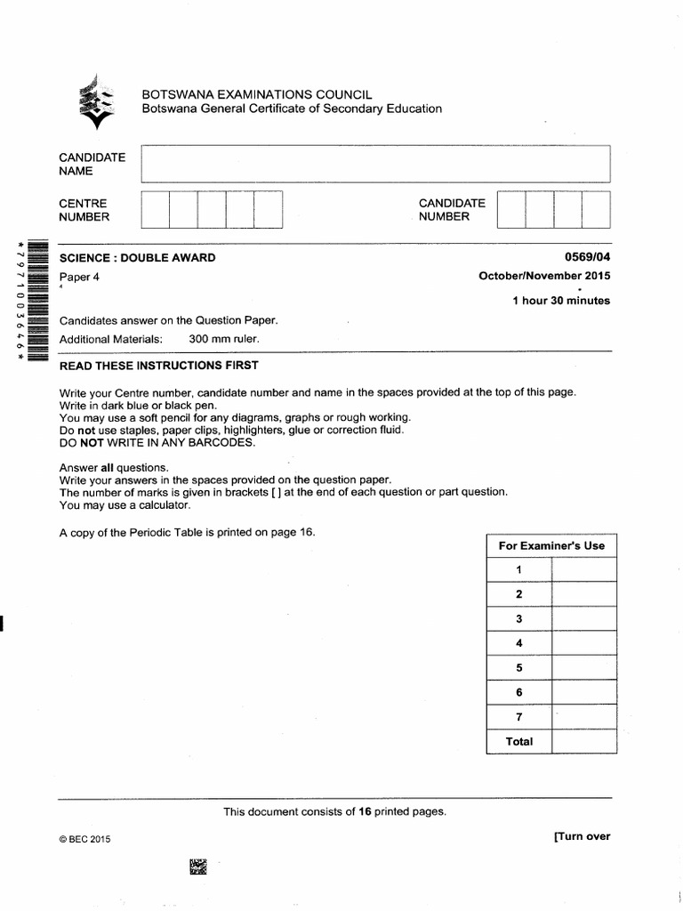 Double Science PP4 2015 | PDF