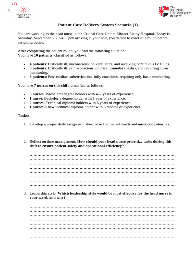 Patient Care Delivery System Scenario | PDF | Public Services | Health ...