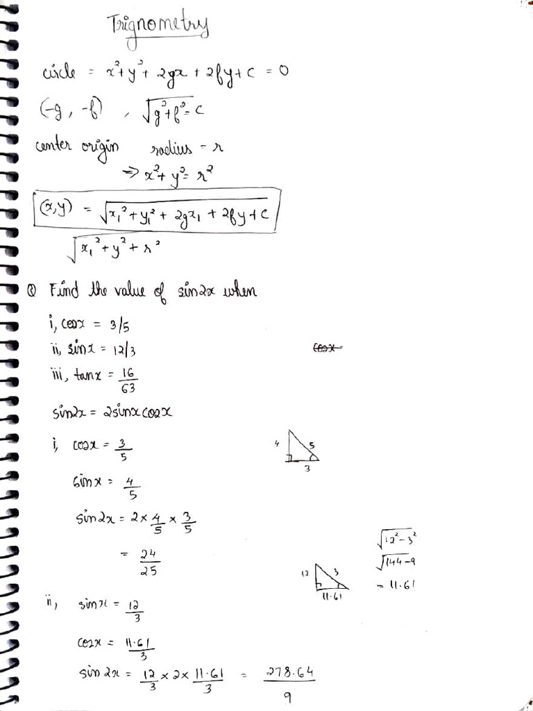 Trignometry Notes | PDF