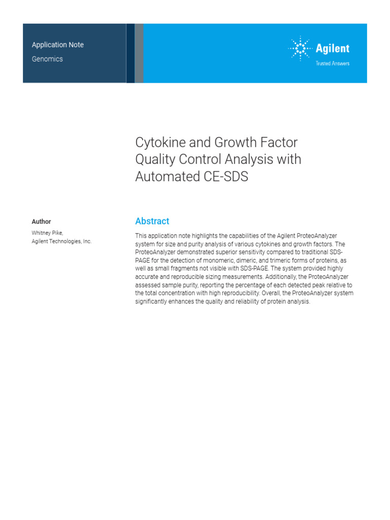 An Cytokine Growth Factor Proteoanalyzer 5994 8523en Agilent | PDF ...