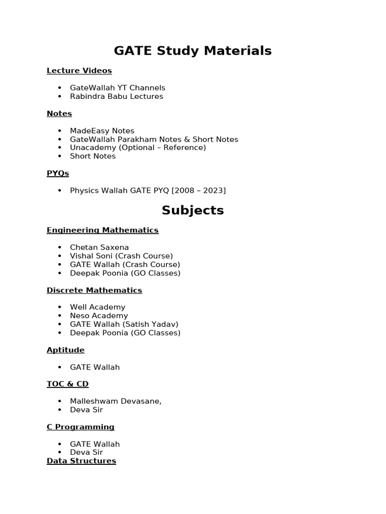 GATE Study Materials | PDF