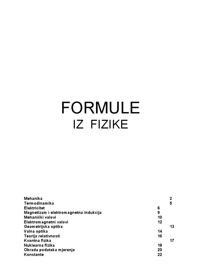 Fizika - Formule | PDF