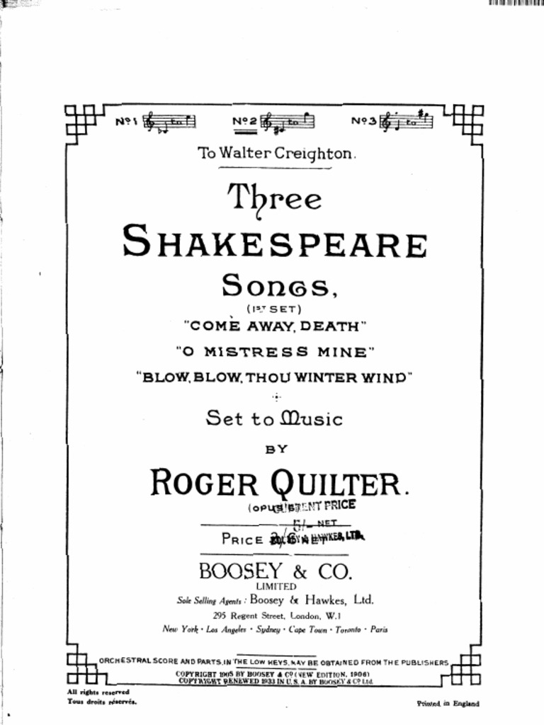 Shakespeares Songs | PDF