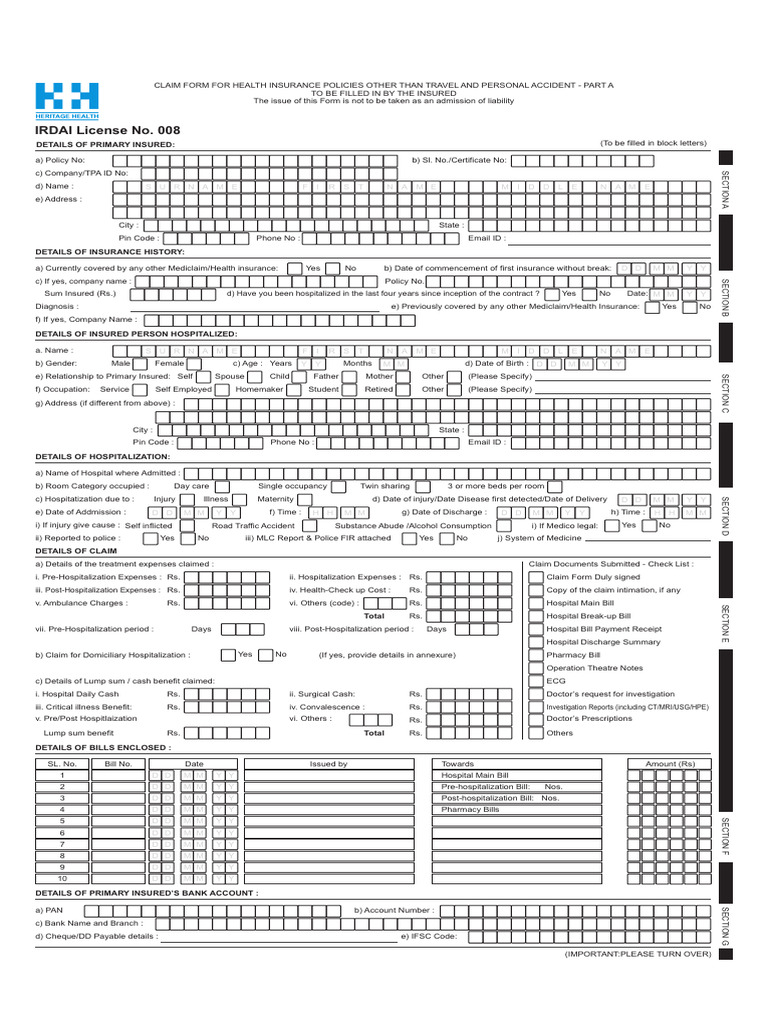 Heritage Tpa Claim Form | PDF | Patient | Insurance