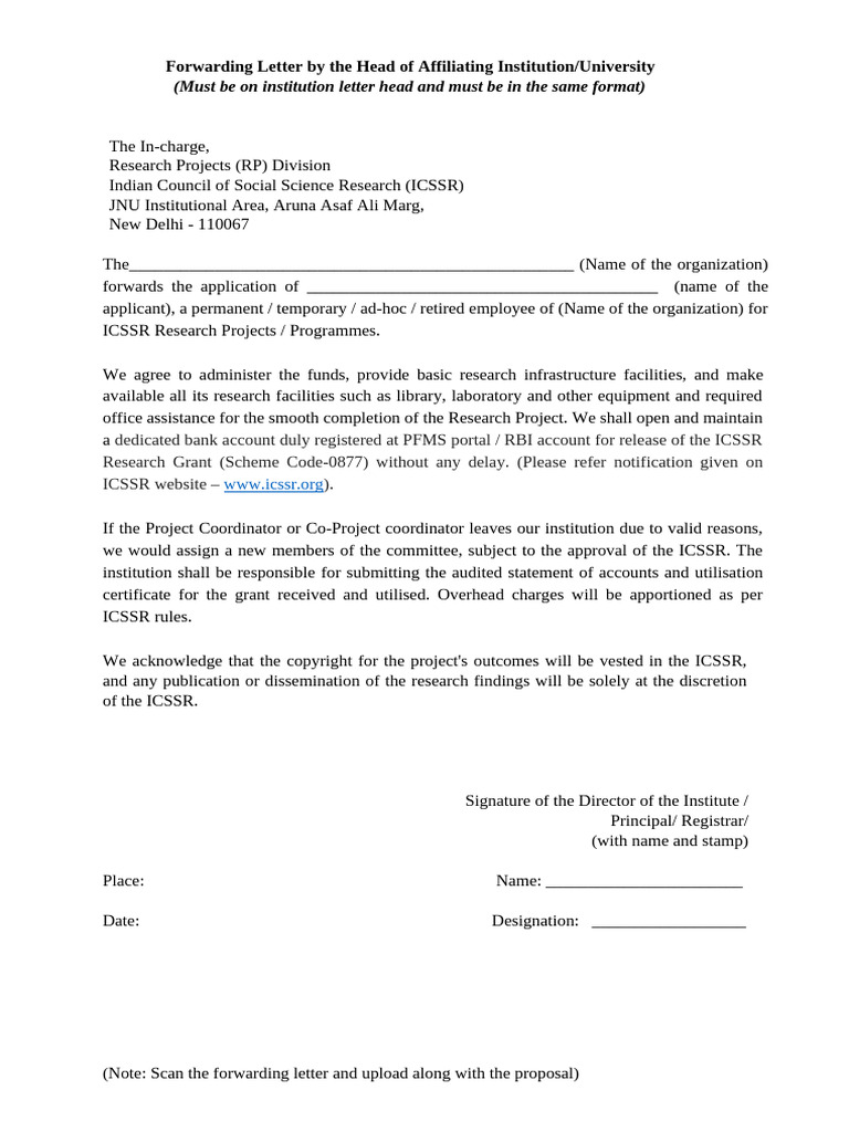 RP Forwarding Letter Format | PDF