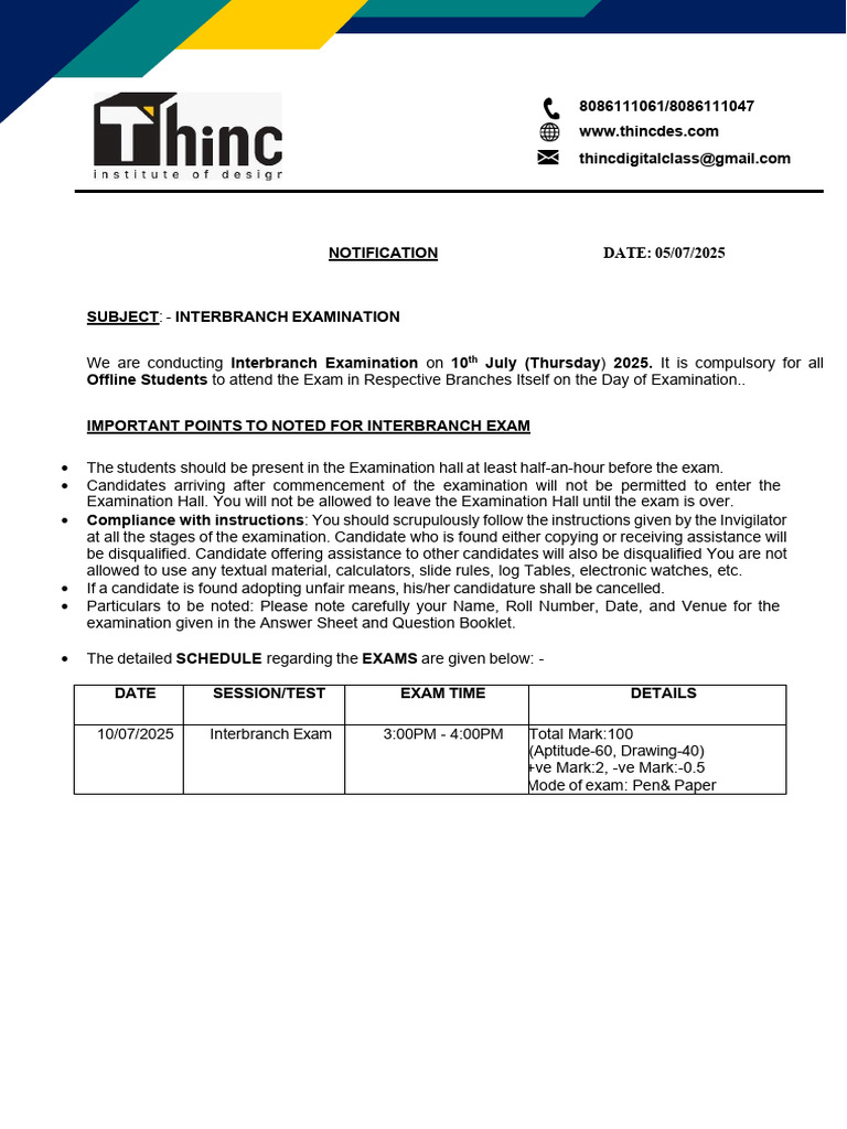Interbranch Exam May Batch 2025 | PDF