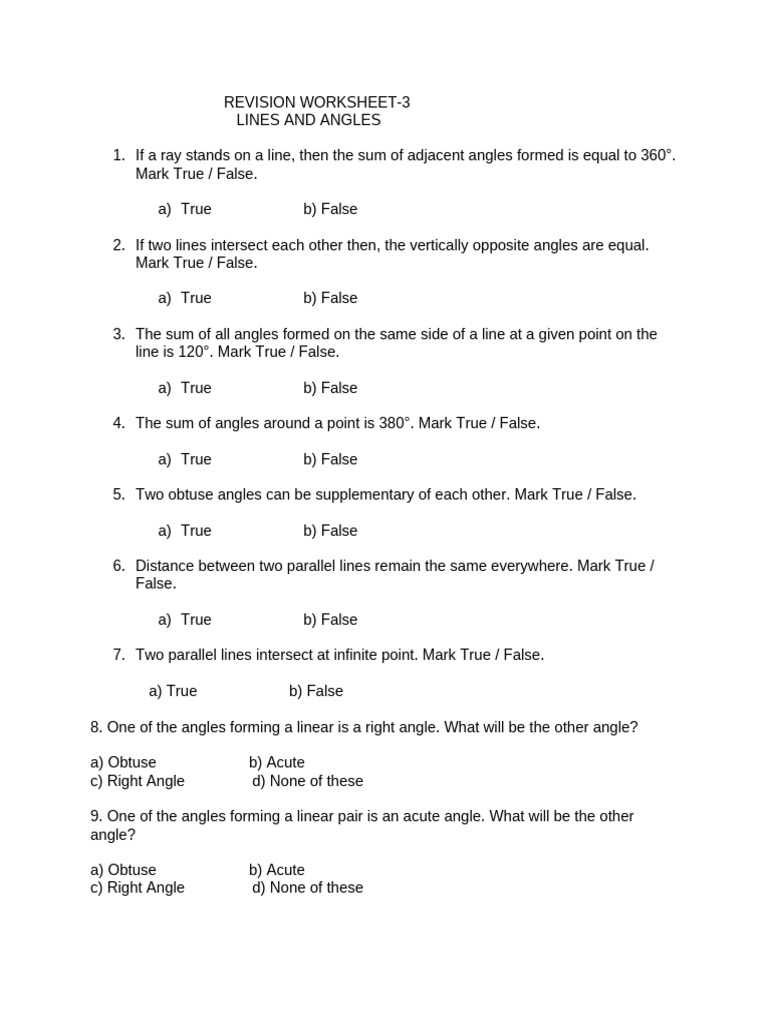 Revision Ws Lines and Angles c7 | PDF