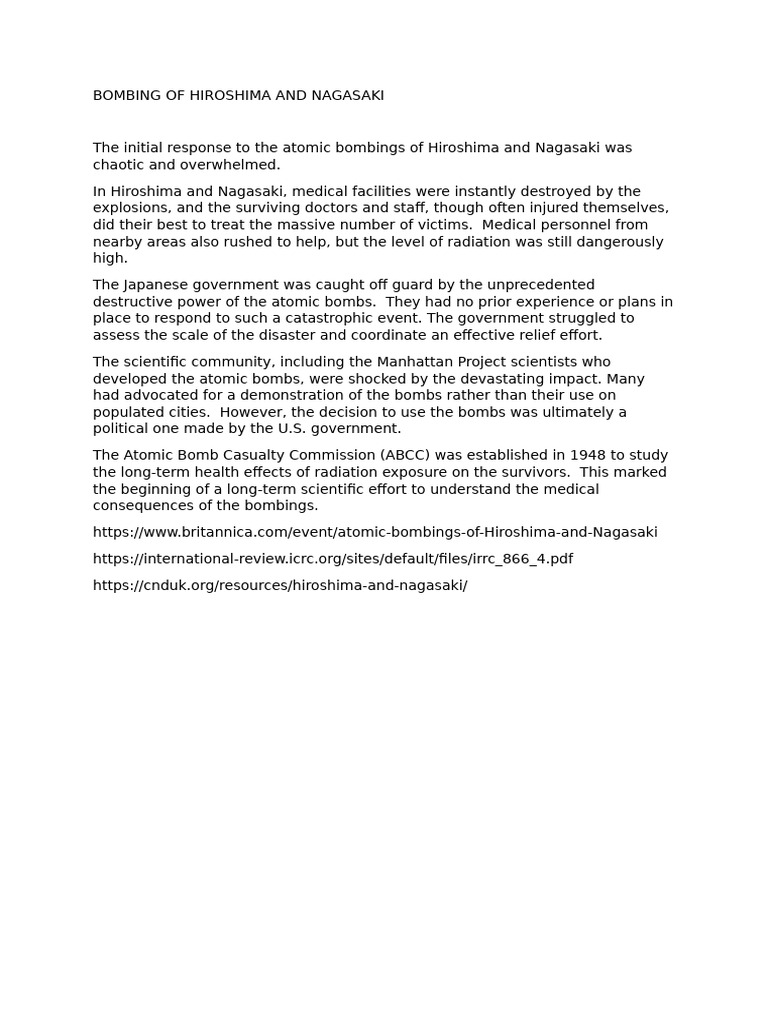 BOMBING OF HIROSHIMA AND NAGASAKI Infods | PDF | Atomic Bombings Of ...