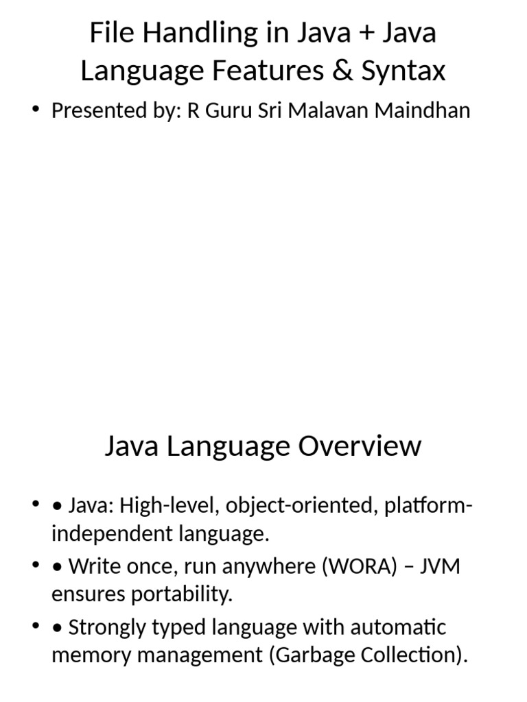 File Handling Java Presentation | PDF