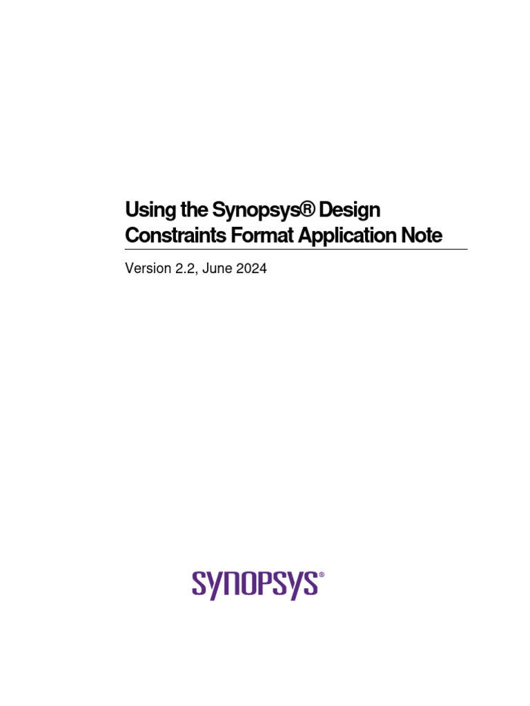 Using The Synopsys® Design Constraints Format Application Note | PDF | License | Command Line ...