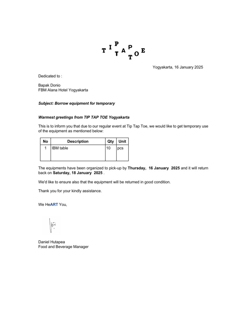 Borrow Letter Alana | PDF