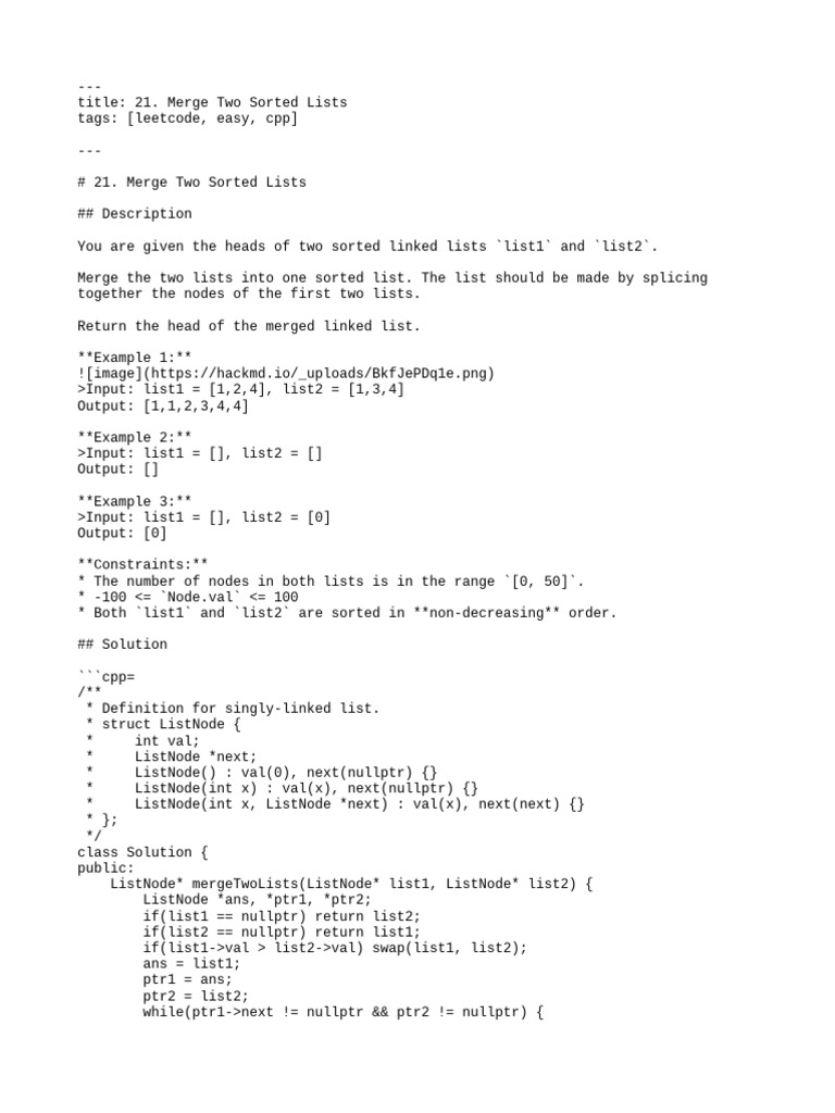 Merge Two Sorted Lists | PDF
