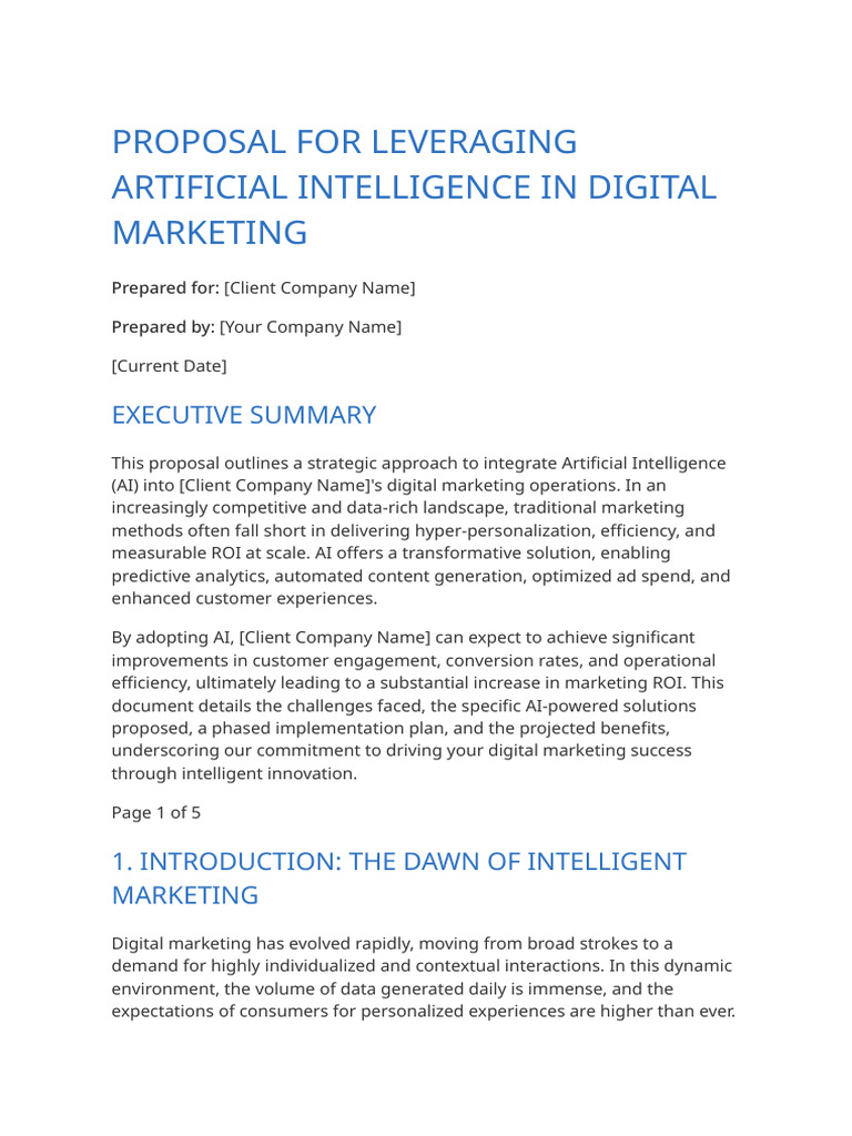 Ai in Digital Marketing Proposal | PDF | Artificial Intelligence ...