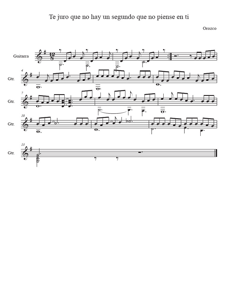 Te Juro Que No Hay Un Segundo Que No Piense en Ti - Score | PDF